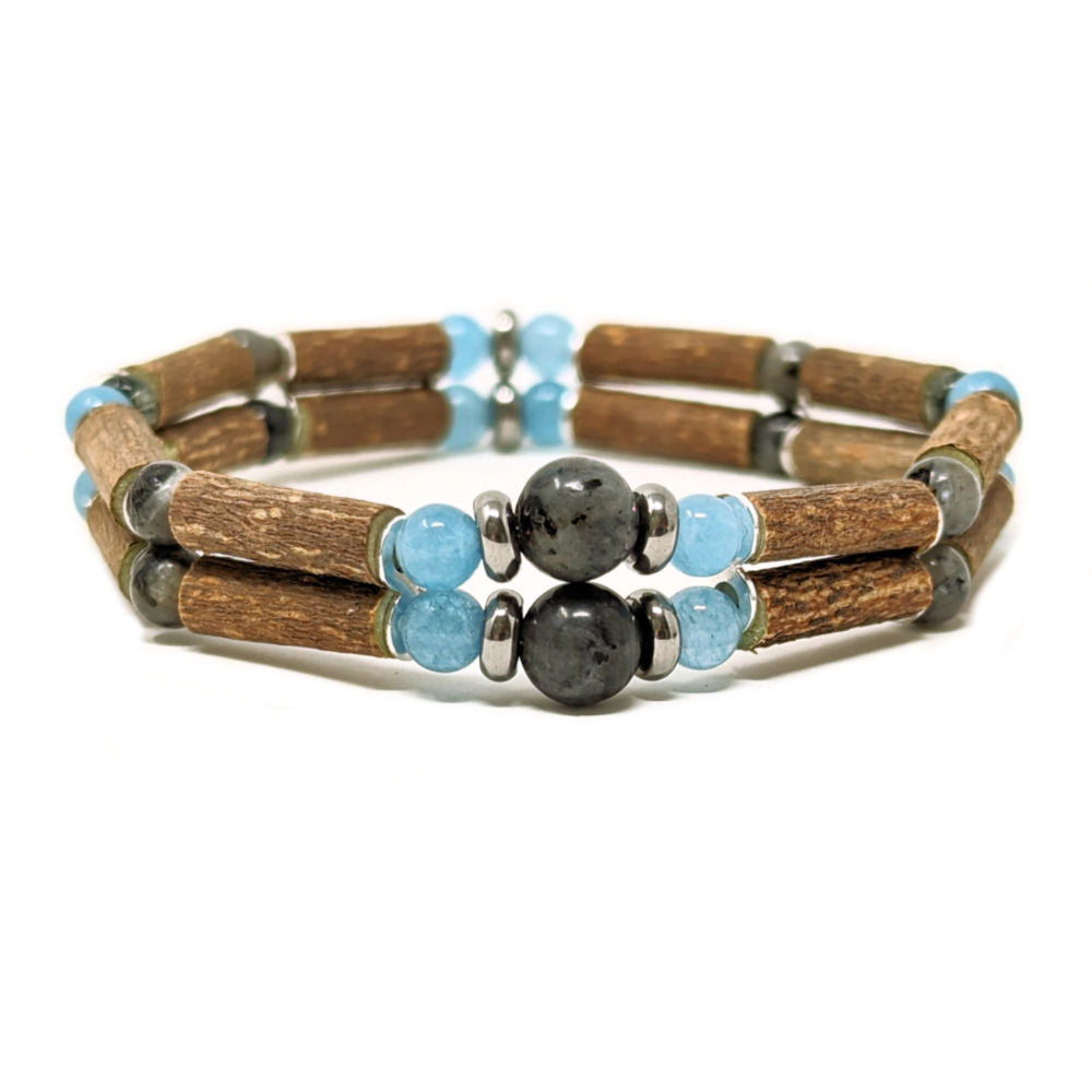 Hazel Wood, Aquamarine & Labradorite Double Bracelet