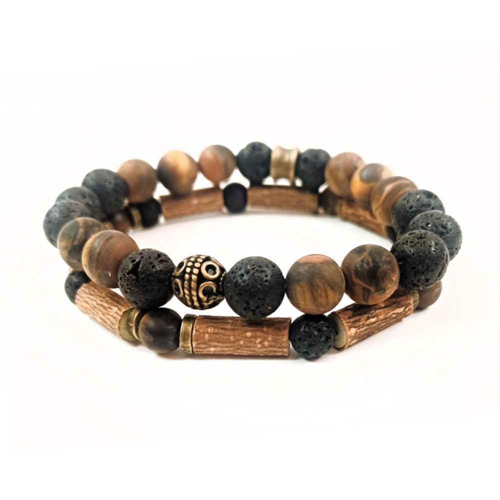 Frosted Tiger Eye Emotions Diffuser Bracelets